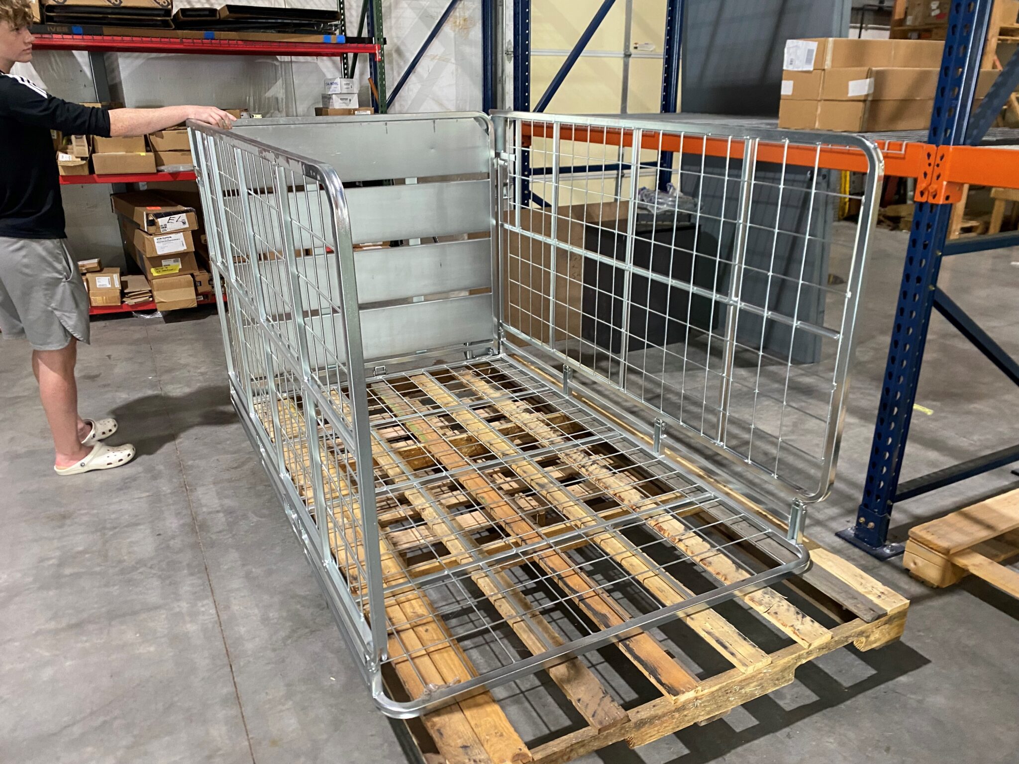 Folding Wire Shelf Carts | Three-Sided Collapsible Shelf Cart