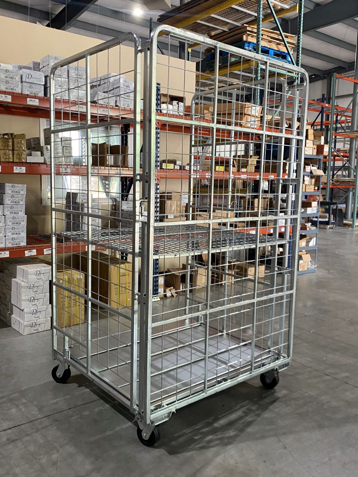 Folding Wire Shelf Carts | Three-Sided Collapsible Shelf Cart