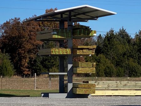 Outdoor Cantilever Rack with Roof Truss for Lumber Storage