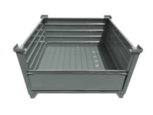 42" x 42" x 30" Topper Stackable Corrugated Steel Container with Half ...