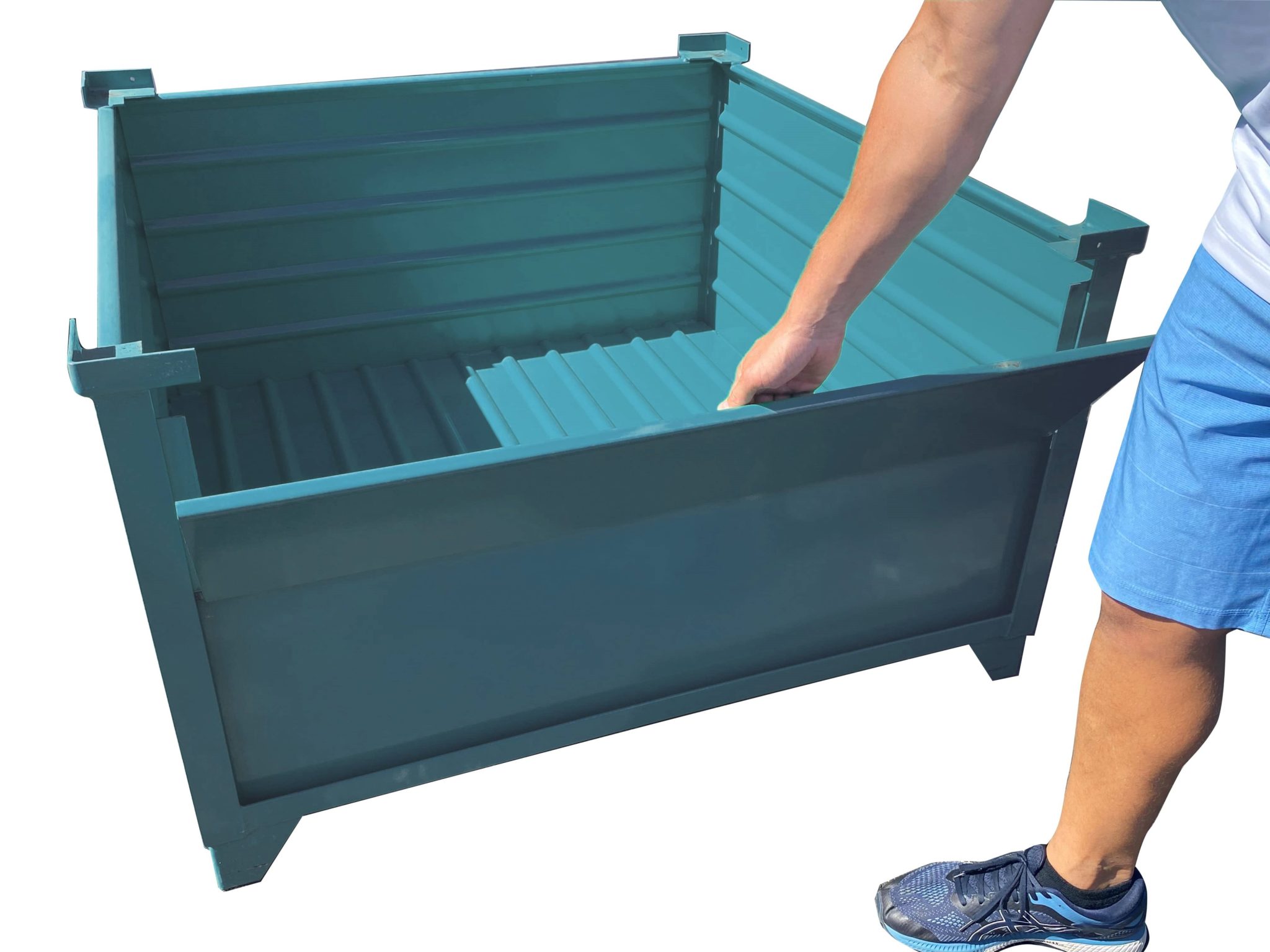 Stackable Corrugated Steel Container - 30″ x 35″ x 30″