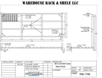 48" d. x 120" w. x 69" h. Portable Stack Racks - Warehouse Rack and Shelf