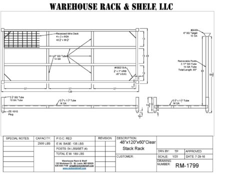 48" d. x 120" w. x 69" h. Portable Stack Racks - Warehouse Rack and Shelf