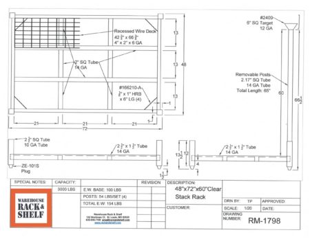 48" d. x 72" w. x 69" h. Portable Stack Racks - Warehouse Rack and Shelf