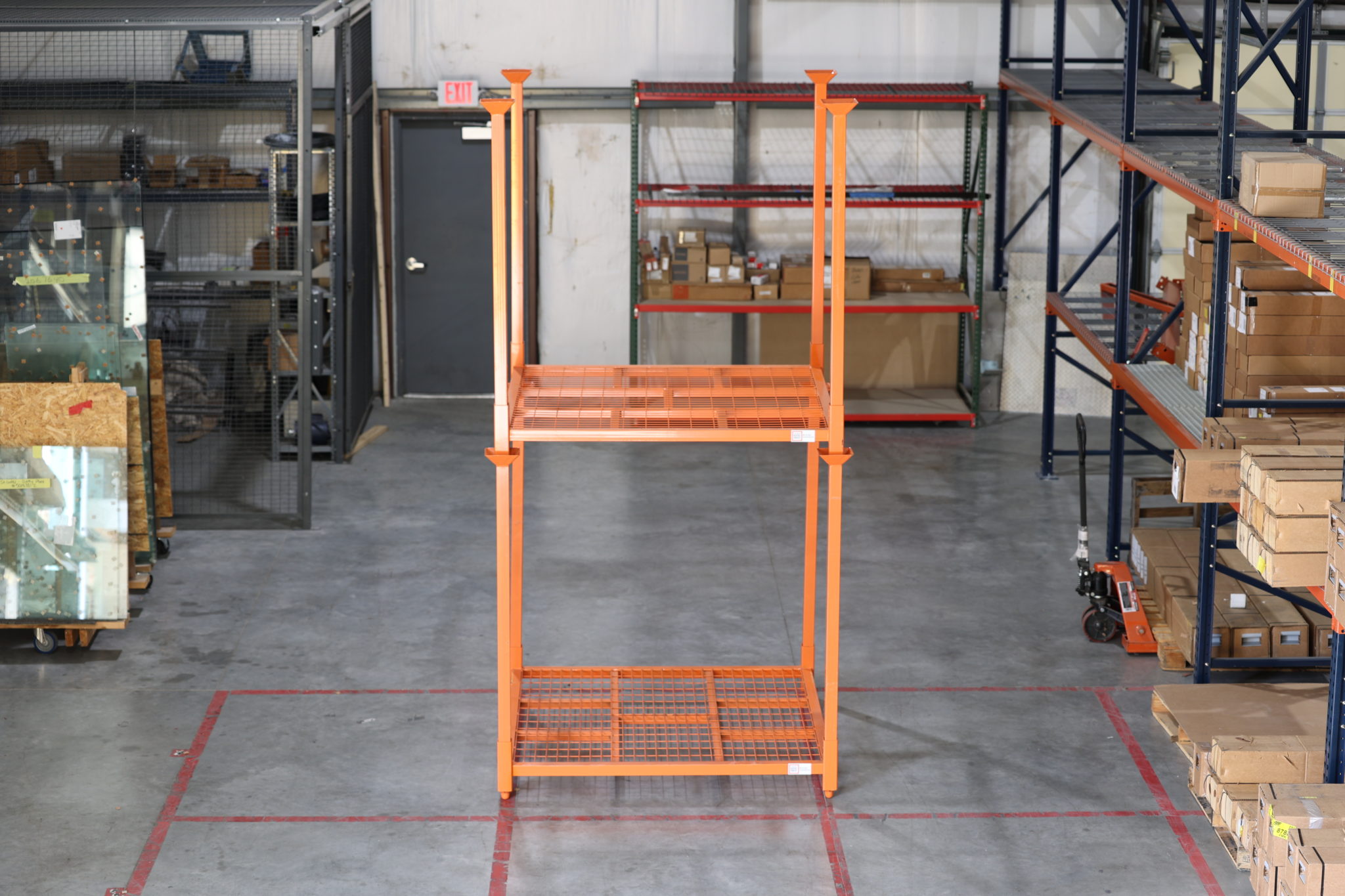 Stacking Rack - 60"x60"x60" | Pallet with Mesh Decking