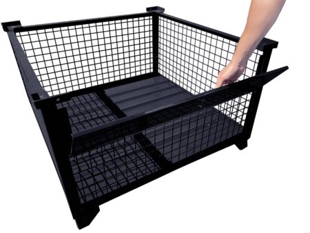 42" x 48" x 30" Non-Collapsible Rigid Wire Bulk Container with Half ...