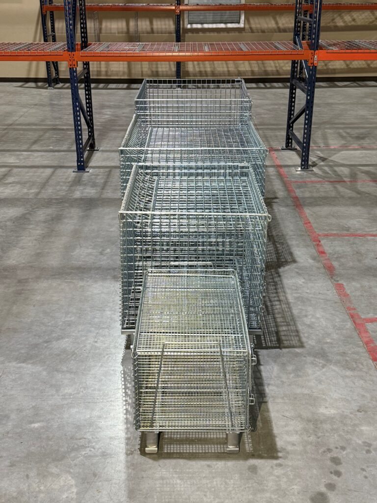 Wire container with attached hinged lid