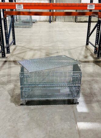 Wire container with attached hinged lid