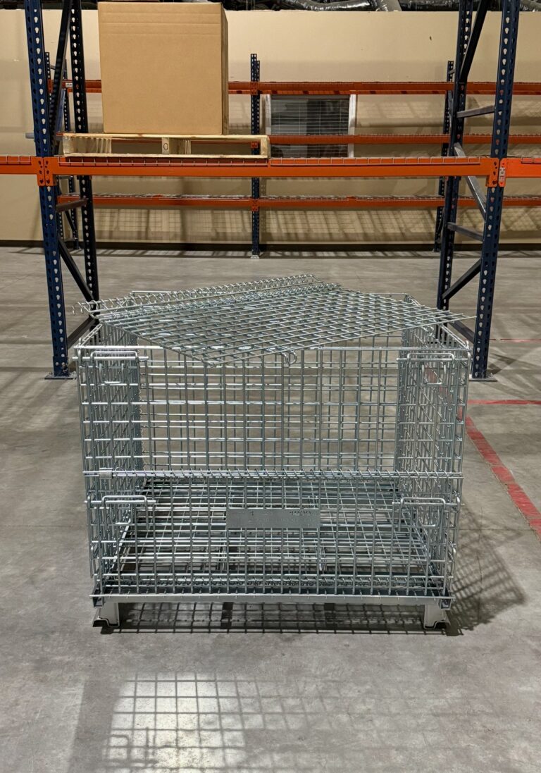 Wire container with attached hinged lid