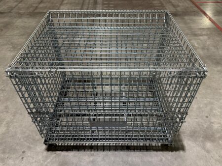 Wire container with attached hinged lid