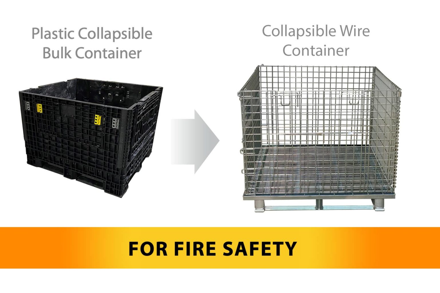 Convert Plastic Bulk Containers to Steel & Wire Bulk Containers for Fire Safety