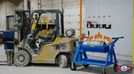 Propane Tank Cart with Forklift Assist Jib Crane & Hoist