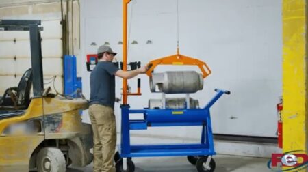Propane Tank Cart with Forklift Assist Jib Crane & Hoist