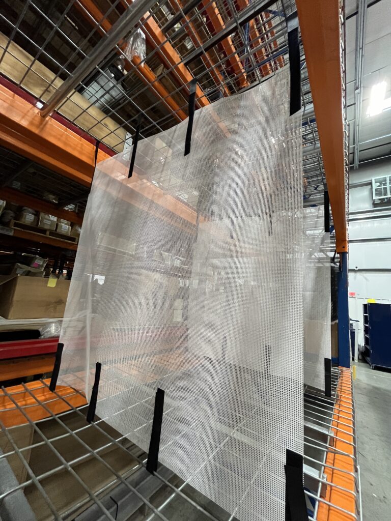 NFPA Fire Rated Hanging Vinyl Mesh Pallet Rack Shelf Dividers ...