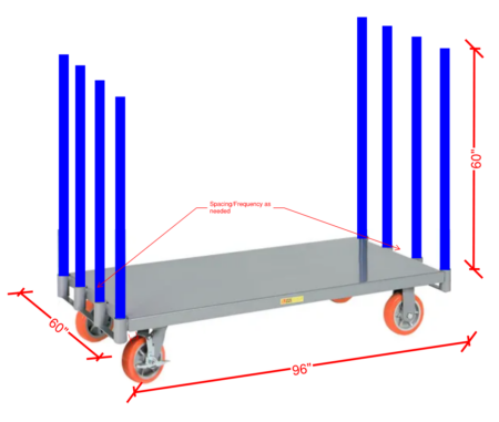 Vertical Sheet Panel Carts for Storage & Transportation - Gray
