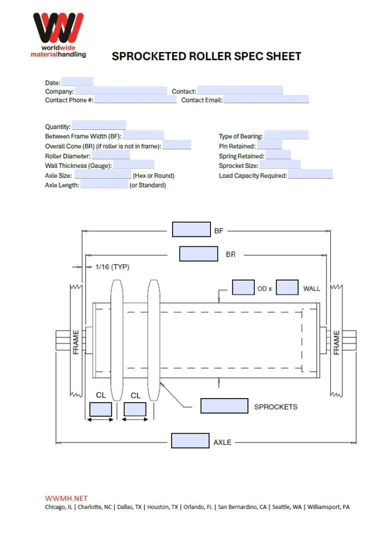 WWMH Sprocketed Roller Specification Sheet