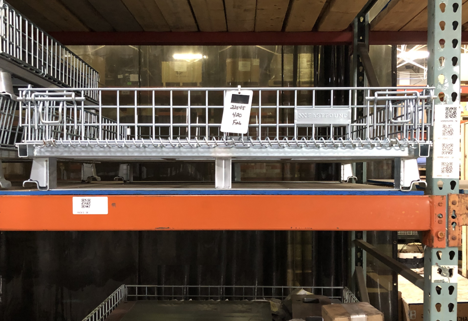 Rackable Wire Containers with Runners Stored in Pallet Racking