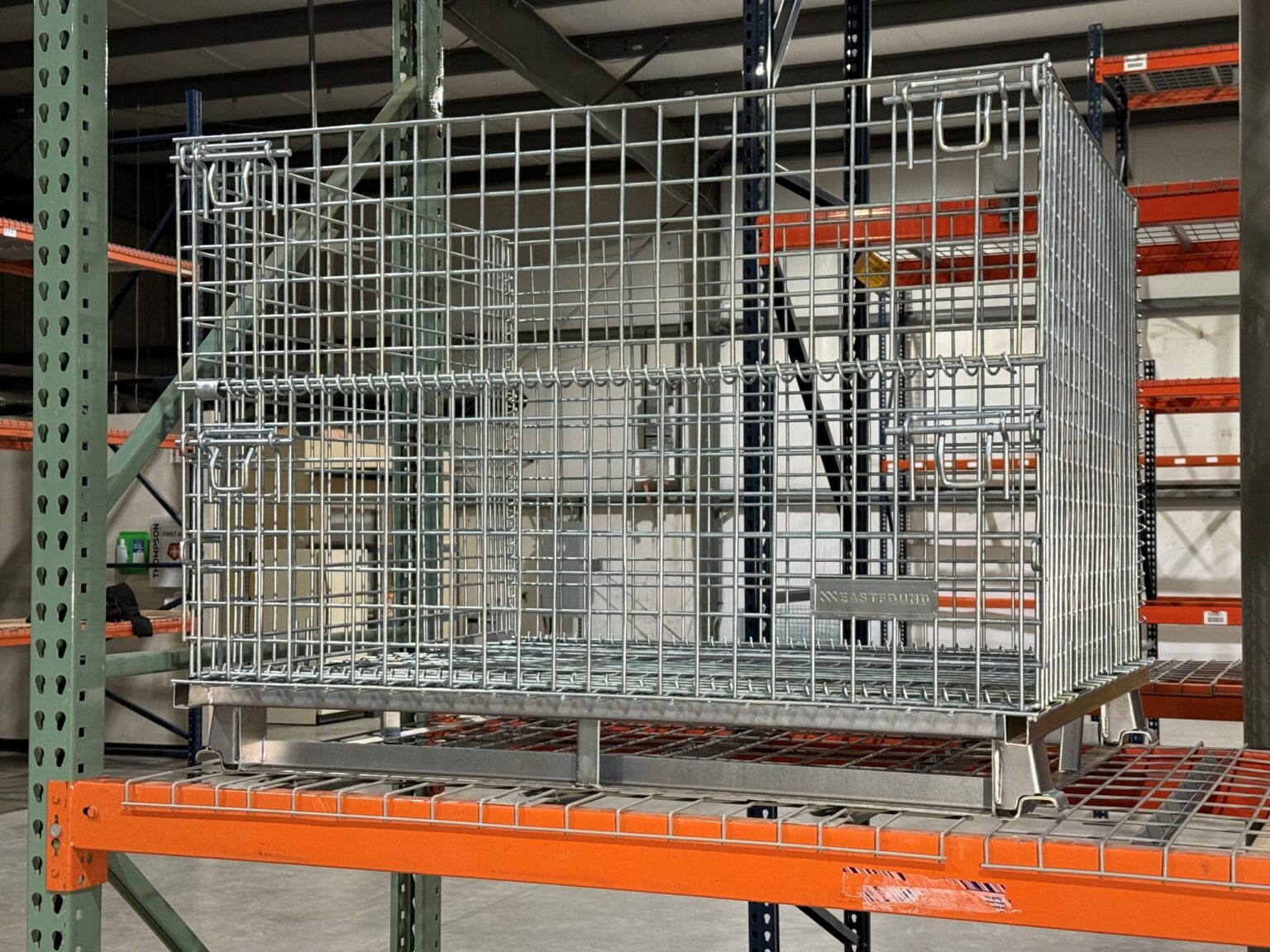 Wire Container with Steel Angle Runners - Warehouse Rack and Shelf