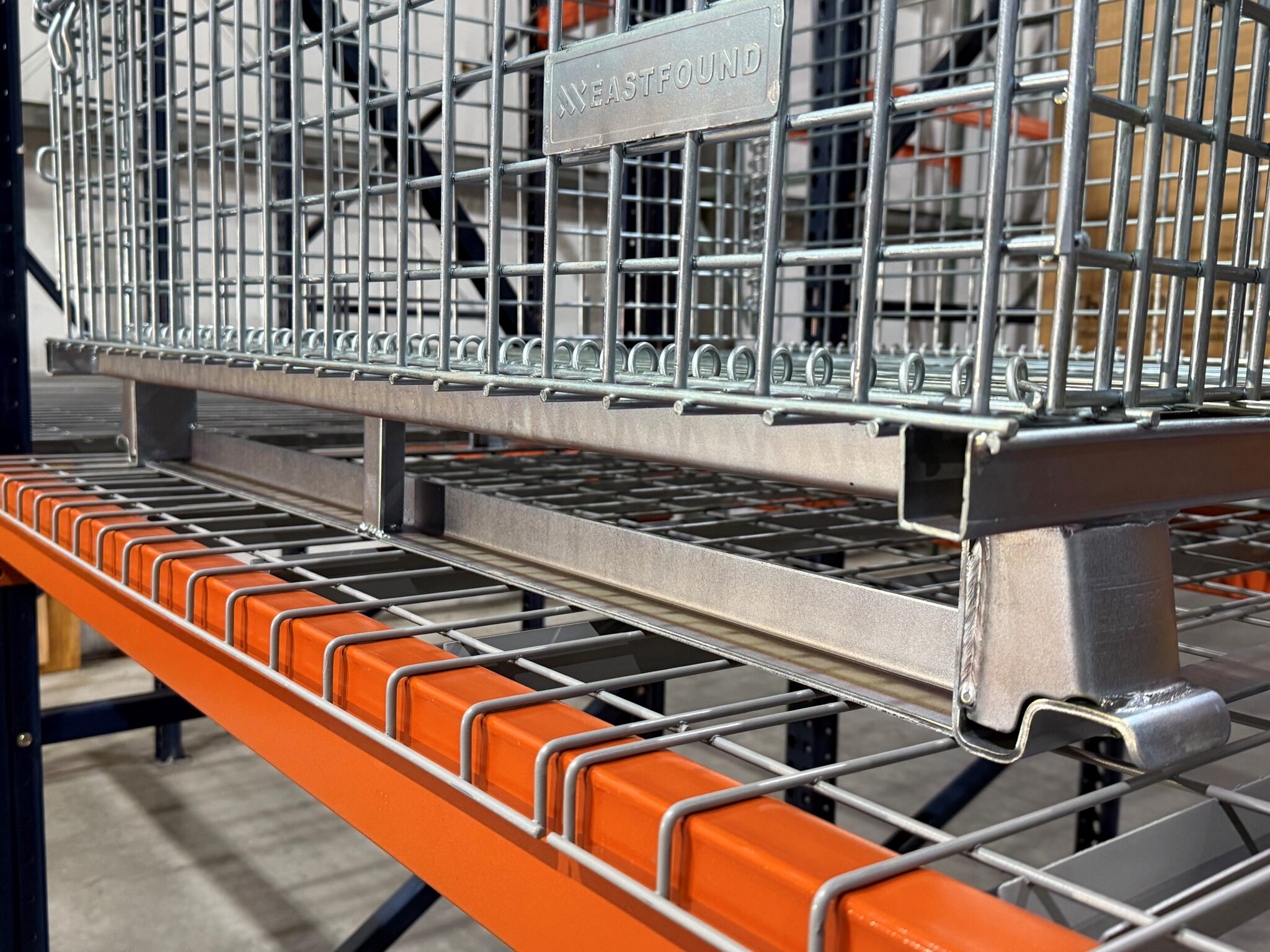 Wire Container with Steel Angle Runners - Warehouse Rack and Shelf