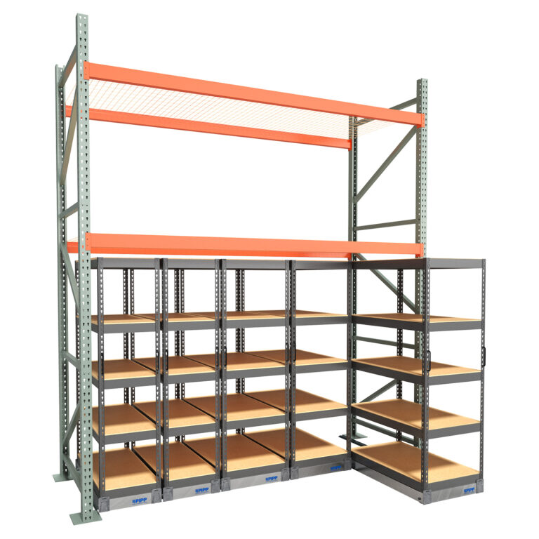 Aisle-Free Under-Rack Mobile Storage Shelving System