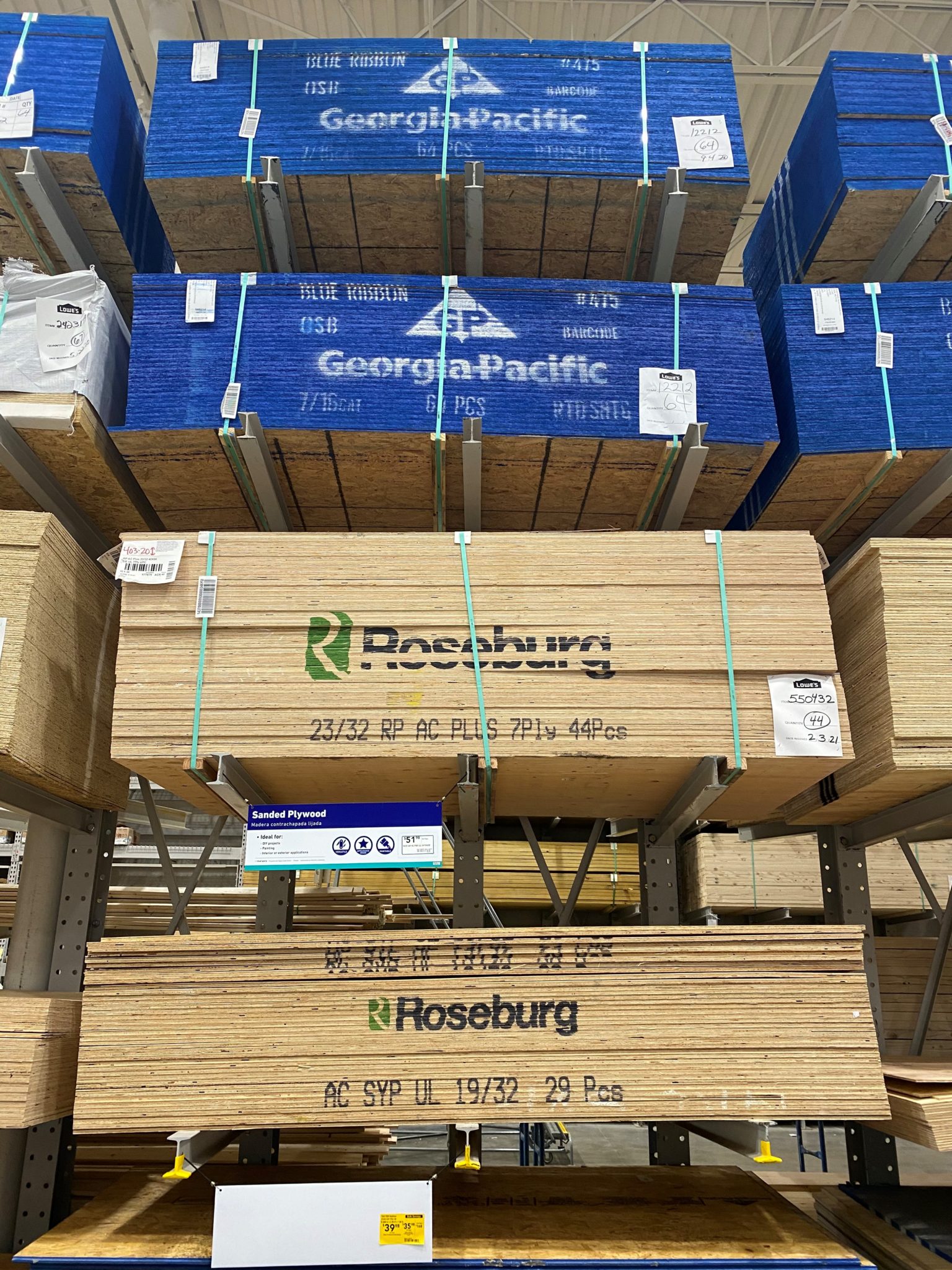 Cantilever Lumber and Plywood Sheet Storage Racks