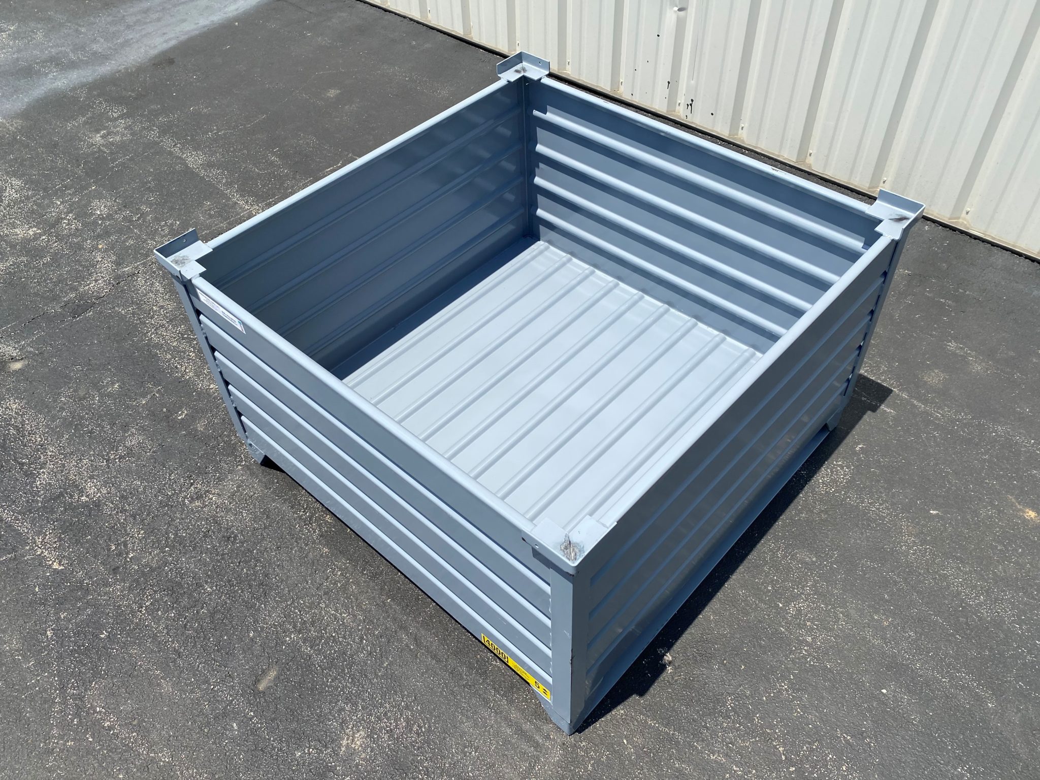 Stackable Corrugated Steel Containers with Steel Angle Runners