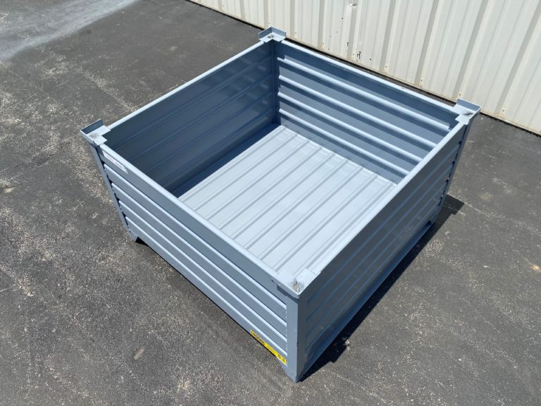 Stackable Corrugated Steel Containers with Steel Angle Runners