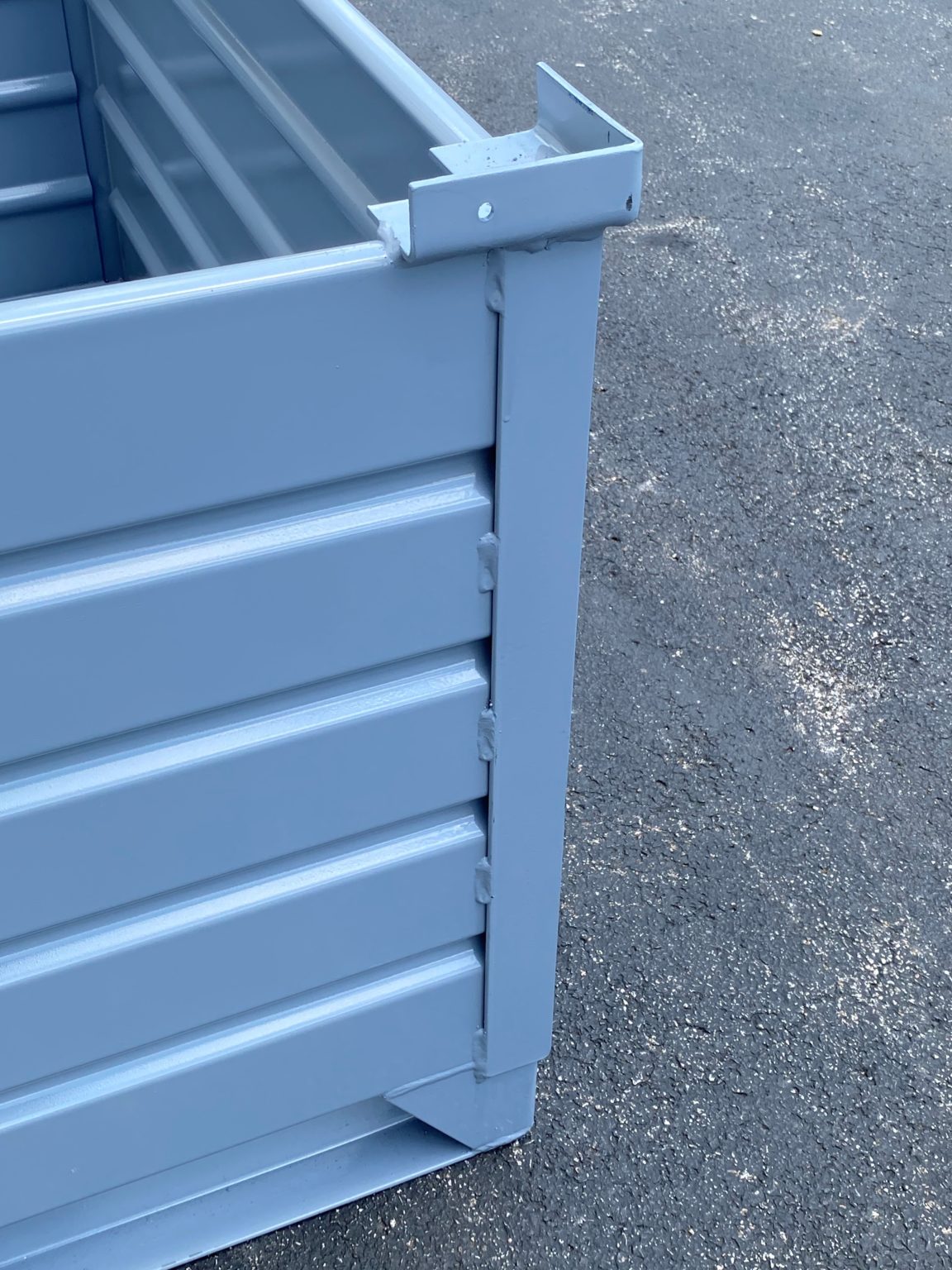 Stackable Corrugated Steel Containers with Steel Angle Runners