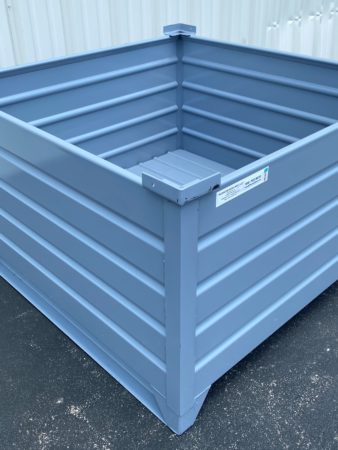 Stackable Corrugated Steel Containers with Steel Angle Runners