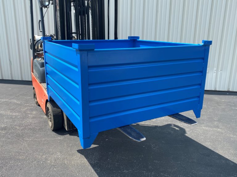 Stackable Corrugated Steel Totes | Warehouse Rack and Shelf