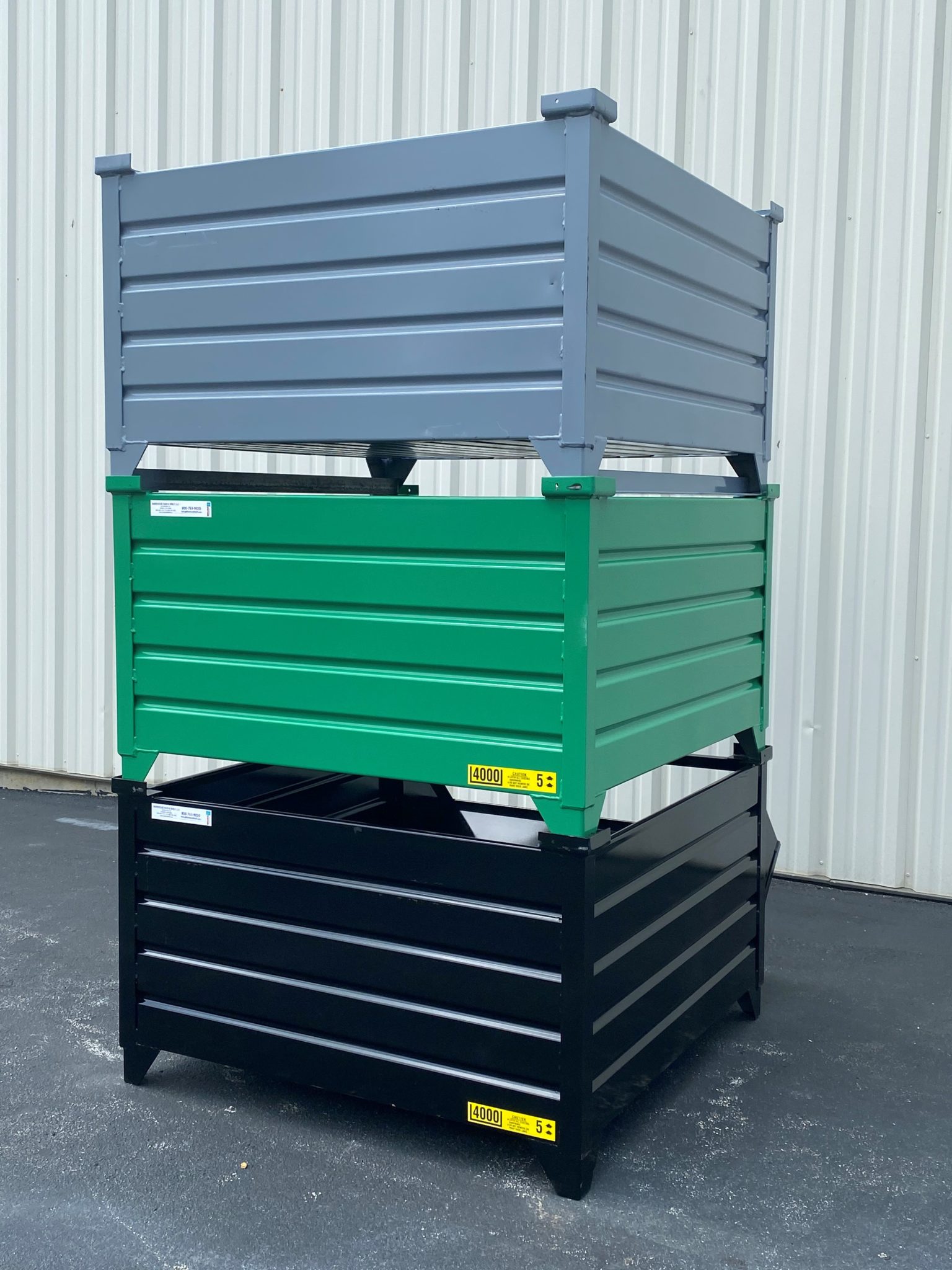 Stackable Corrugated Steel Totes | Warehouse Rack and Shelf