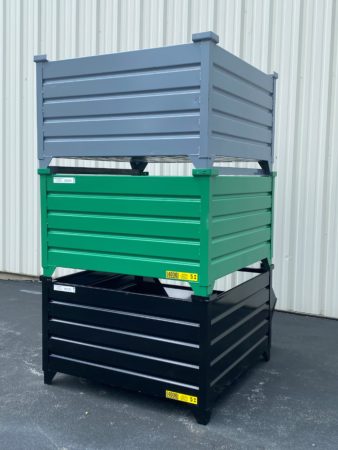 Stackable Corrugated Steel Totes | Warehouse Rack and Shelf
