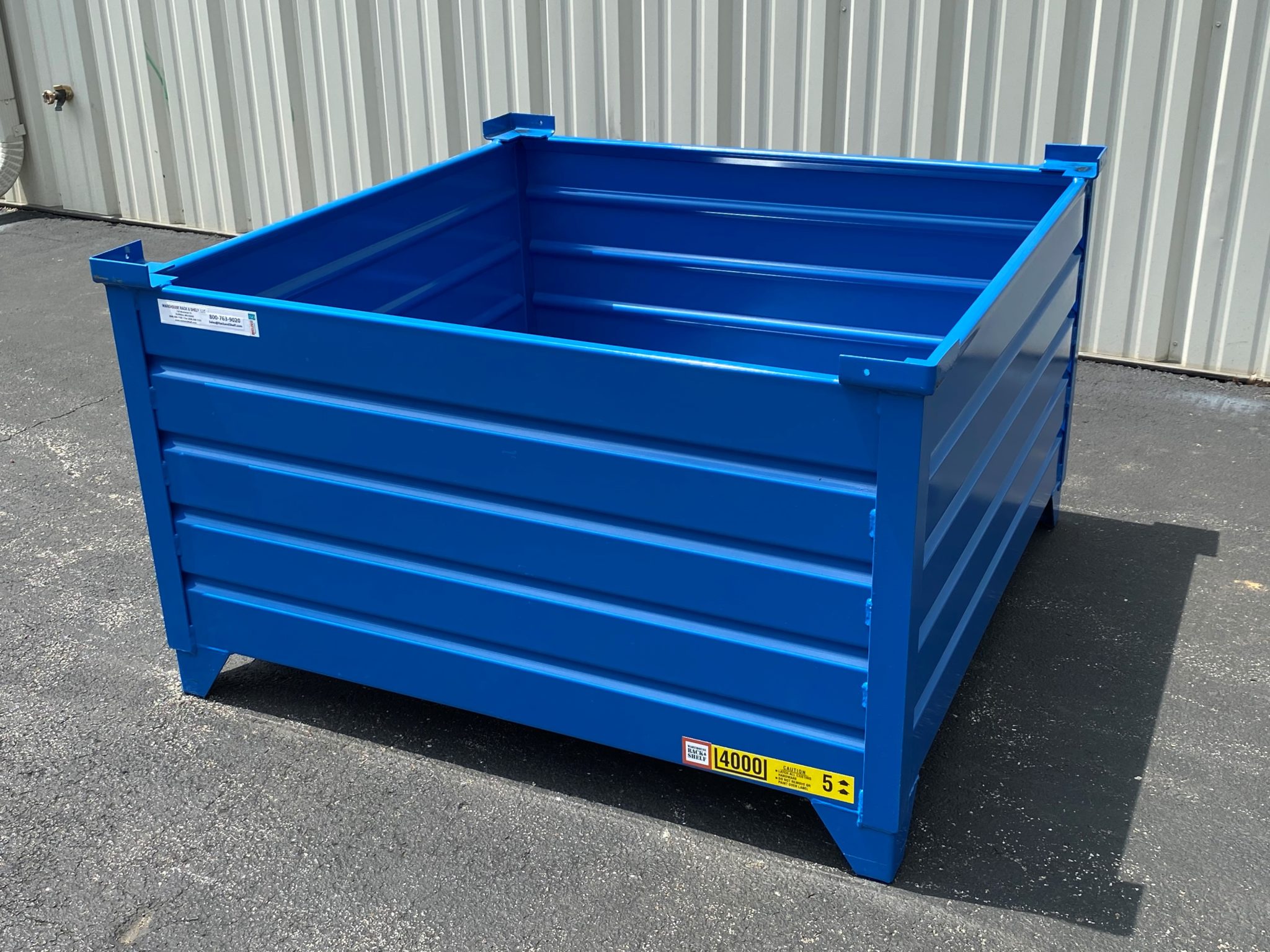 Stackable Corrugated Steel Totes | Warehouse Rack and Shelf