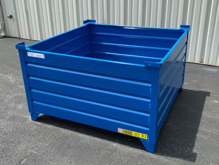 Stackable Corrugated Steel Totes | Warehouse Rack and Shelf