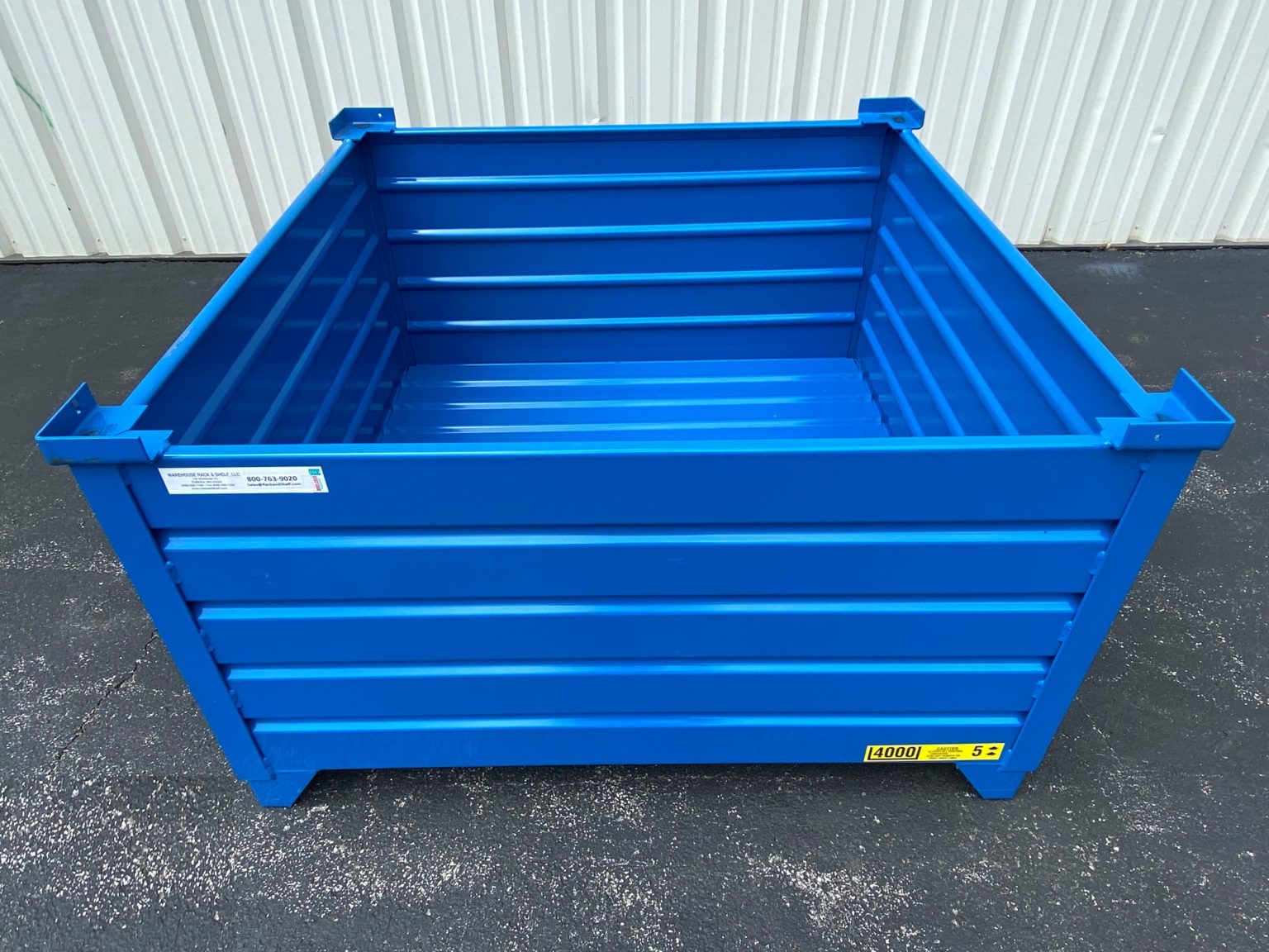 Stackable Corrugated Steel Totes | Warehouse Rack and Shelf