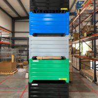 Stackable Corrugated Steel Totes | Warehouse Rack and Shelf