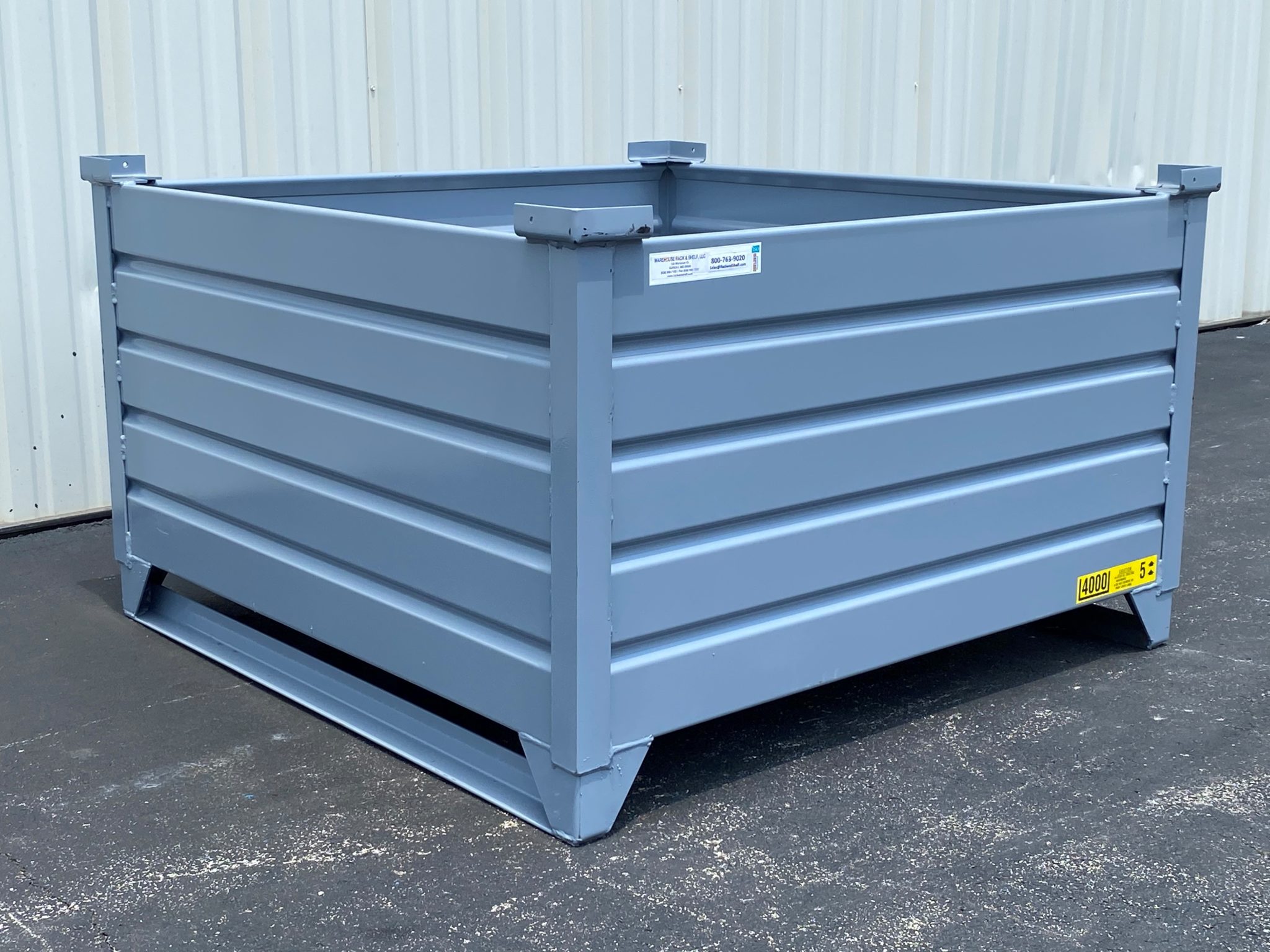 Stackable Corrugated Steel Containers with Steel Angle Runners