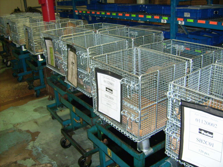 Collapsible Wire Baskets for Kanban Lean Manufacturing