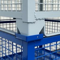 Stackable Rigid Wire Container with Skid Bar Runners